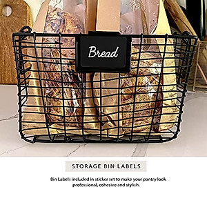 QUART + PINT 134 Glossy Kitchen Pantry Labels for Containers. Preprinted Retro Script Style. Black Sticker White Text. Waterproof Stickers. Organization Labels for Jars Canisters & Storage Home Bins.