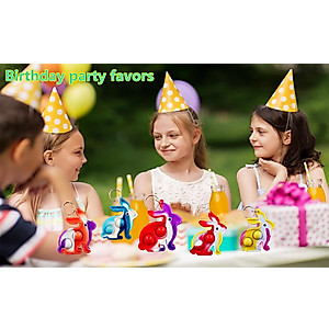HOZKEAP 20 packs Bulk Rabbit Mini Pop Fidget Key Chain，Birthday Party Favors Student Prizes Gift