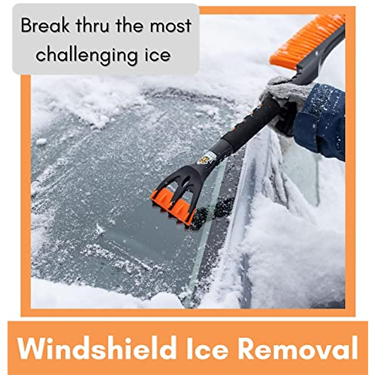 BIRDROCK HOME 24" Snow Brush with Detachable Ice Scraper for Car | 9" Wide Bristle Brush | Size: Car & Small SUV | Lightweight Aluminum Body with Ergonomic Grip