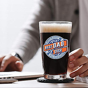 Humor Us Goods Best Dad Ever - 16 oz Beer Glass - Gifts for Dad from Daughter, Son, Kids - Birthday Gifts for Dad for Father's Day - Bday Present Idea for Father, Men, Him
