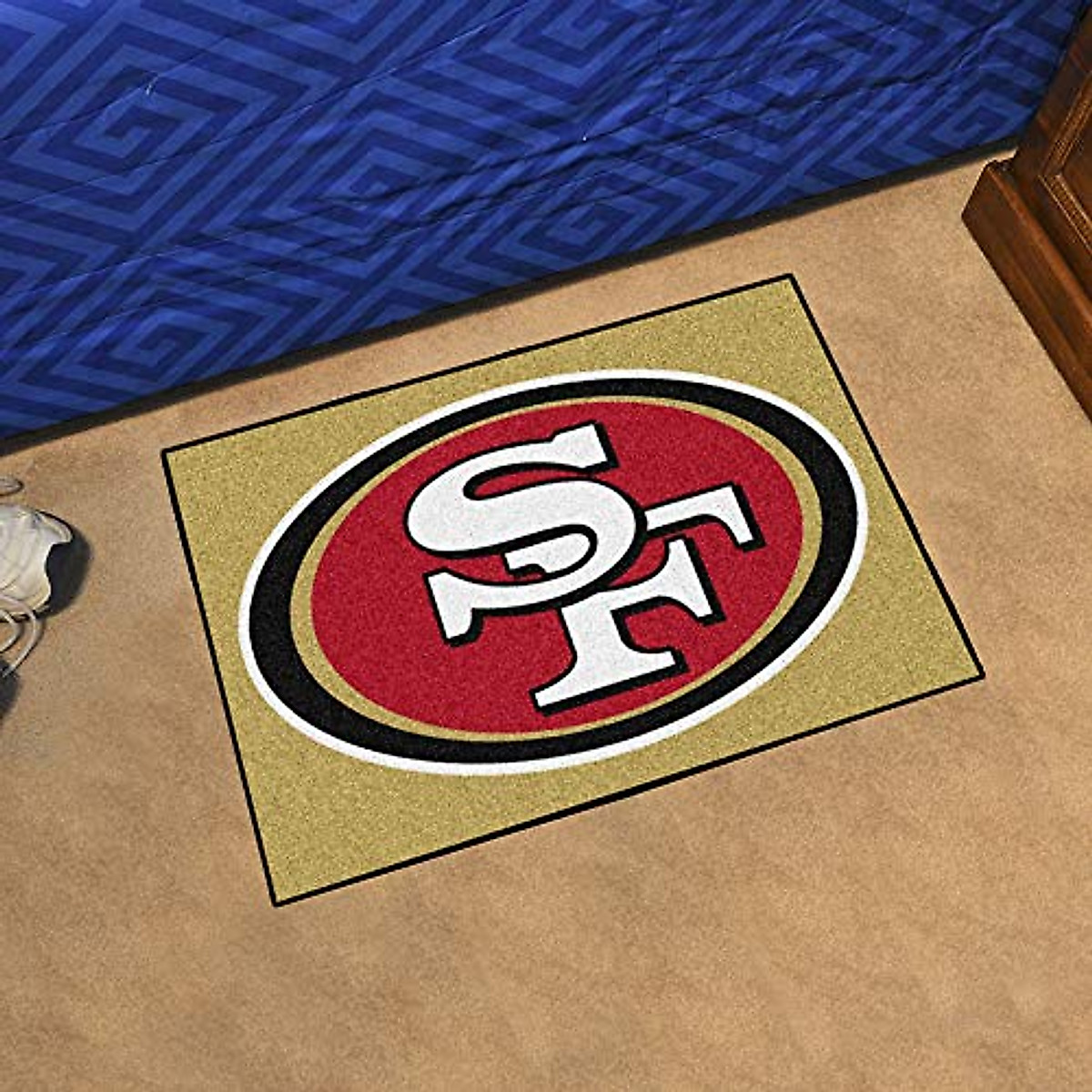 FANMATS 28811 San Francisco 49ers Starter Mat Accent Rug - 19in. x 30in. | Sports Fan Home Decor Rug and Tailgating Mat - 49ers Primary Logo, Gold