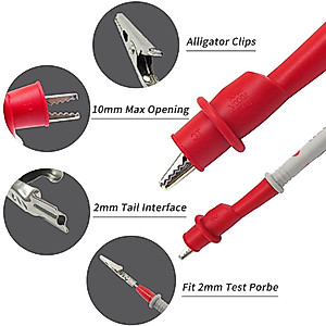 Goupchn Multimeter Test Leads Kit Banana Plug with Push On Alligator Clips Precision Sharp Probes Digital Electrical Test Probes 1000V 10A