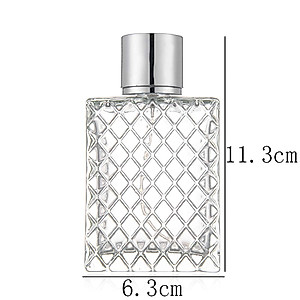 JJKMALL 100ML 3.4oz Glass Spray Bottles for Essential Oils, Perfumes, Empty Clear Mist Spray Bottle with Silver Aluminum Sprayer - (1Pack) 1pc Funnel Filler 1PC 3ml Dropper 1pc Storage Gift Bag