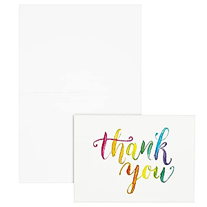 Sustainable Greetings 120-Pack Rainbow Thank You Cards with Envelopes, Bulk Colorful Thank You Note Set, Blank Inside for Business, Wedding, Graduation, Bridal and Baby Shower (4x5 in)