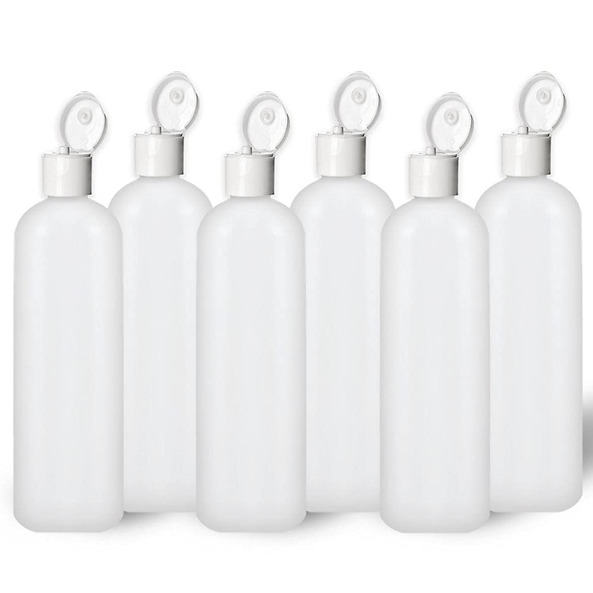 MoYo Natural Labs 4 oz Travel Bottles, Empty Travel Containers with Flip Caps, BPA Free HDPE Plastic Squeezable Toiletry/Cosmetic Bottles (Neck 20-410) (Pack of 6, HDPE Translucent White)