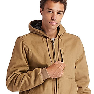 Timberland Men's Gritman Lined Canvas Hooded Jacket Outdoors Equipment, Dark Wheat, L