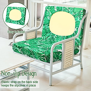 Spiareal 8 Pcs Waterproof Patio Stretch Sofa Cushion Cover, Outdoor Cushion Cover Replacement Include 4 Backrests and 4 Cushions, Sofa Seat Covers Furniture Protector (Monstera)