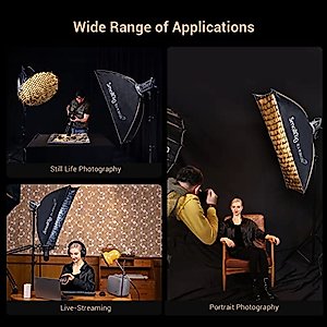 SMALLRIG Strip Softbox with Quick Release Pressing Design, 30 x 120cm (11.8" x 47.2") Bowens Mount Softbox with Beam Grid & Diffusers for Studio Lighting, RA-R30120 - 3931