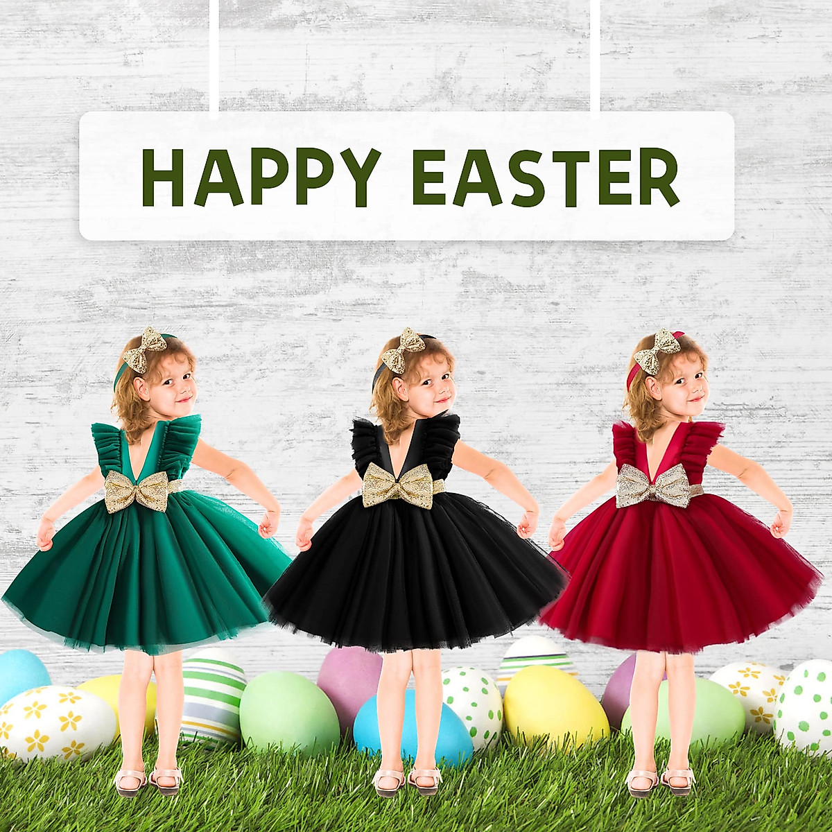 KLFFLGID Baby Girl Sequins Bowknot Dresses Toddler Flower Girl Birthday Wedding Party Dresses for Girls Pageant Ball Gown Size 90 (Wine Red)