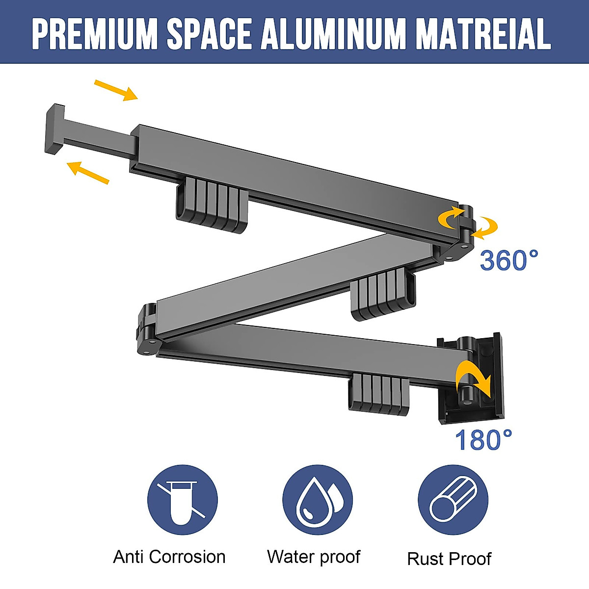 MIFXIN Clothes Drying Rack Foldable Wall Mounted Retractable Laundry Clothing Hanging Rack Collapsible Tri-Fold Space-Saving Clothes Hanger for Laundry Balcony Room (White)