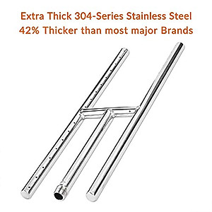 GASPRO 18 x 6 inch Gas Fireplace Burner, Stainless Steel H Burner for Gas Fireplace, Fire Pit, Propane & Natural Gas, Non-Whistle, Easy to Install