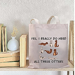 BDPWSS Funny Otter Gift Otter Lover Gift Otter Theme Gift Yes I Really Do Need All These Otters Canvas Tote Bag (Need all otters TG)