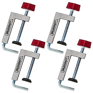 Milescraft 7209 Universal Fence Clamp 4-Pack - For Mitre Saws, Router Tables, Table Saws- Clamping Squares - 3/8" Rod - Rigid Aluminum Body - Woodworking Clamps