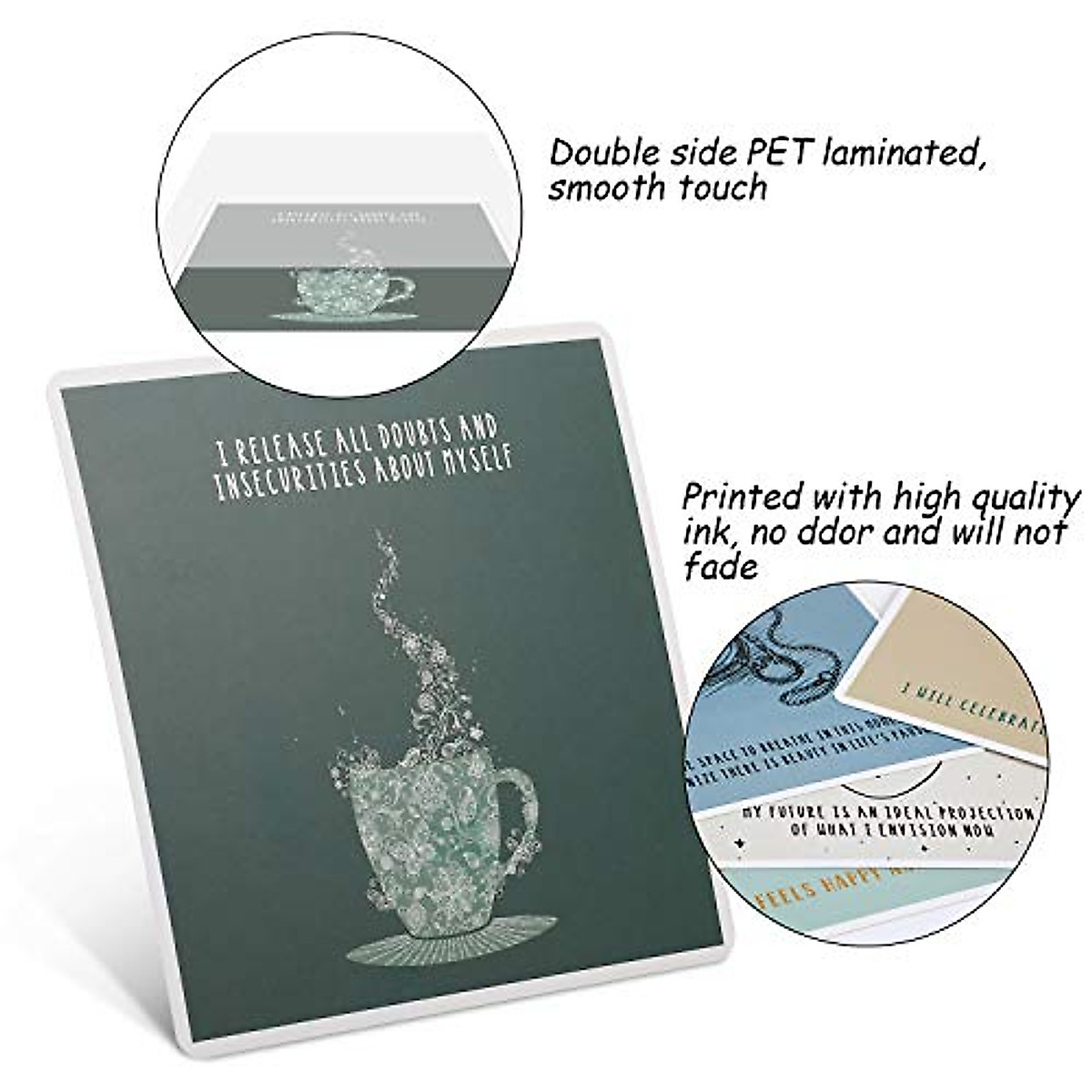 Outus 50 Pieces Affirmation Meditation Cards for Women, Positive Motivational Note Cards for Self Care, Help Yourself and Stress Relief, Inspiring Encouragement Cards (Bright Color Series)