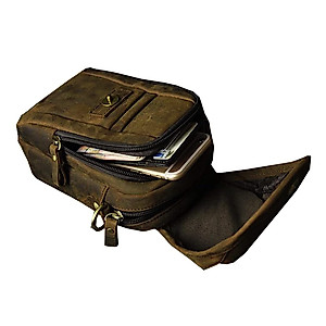 Vintage Leather Phone Belt Bag Waist Pack for Outdoor Travel Flip Phone Case Holster Bum Fanny Pouch Money Coin Purse Wallet Small Shoulder Pocket