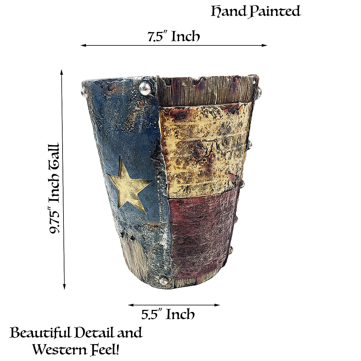 Urbalabs Rustic Texas Flag Distressed Western Rustic Bathroom Trash Can Office Waste Basket Country Decor Rustic Office Garbage Can Cowboy Gun Decor Bathroom Decor Man Cave Western Waste