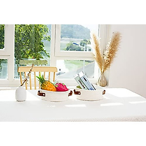 Small Basket for Organizing Small Cotton Rope Woven Storage Bins Dog Toy Bin Mini Rope Basket Small Organizer Bins Little Basket with Handle for Kids Baby Cloth Christmas Gift Empty, XS White 2 Pack