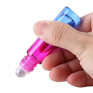 inice 24 10ml Essential Oils Roller Bottles Gradient Color Thick Glass Roll on Bottle Golden Metal Cap for Travel