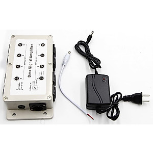 RioRand DMX512 LED Signal Splitter Amplifier Distributor 1 Way in 8-Channel 3-Pin Output with Signal Indicator