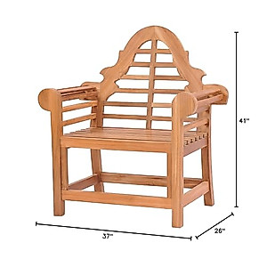 Teak Wood Lutyens Outdoor Patio Arm Chair, Made from Solid A-Grade Teak Wood