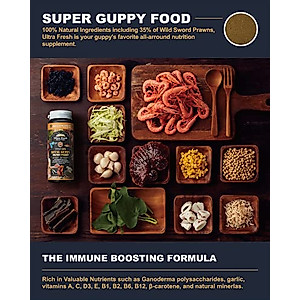 Ultra Fresh Royal Guppy Mignon Pellet, All Natural Guppy Food, Sword Prawns, Spirulina, Highly Nutritious, for Cleaner Water and More Vibrant Color 1.87 oz