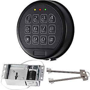 WAH LIN PARTS Gun Safe Lock Replacement with 2 Override Keys & Solenoid Black Keypad Safe Electronic Safe Lock for Fireproof Safe Box