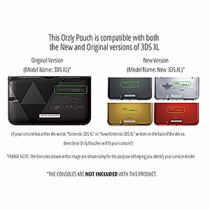 Orzly 3DSXL Case, Carry Case for New 3DS XL or Original Nintendo 3DS XL - Protective Hard Shell Portable Travel Case Pouch for 3DS XL Consoles with Slots for Games & Zip Pocket - Blue on Black