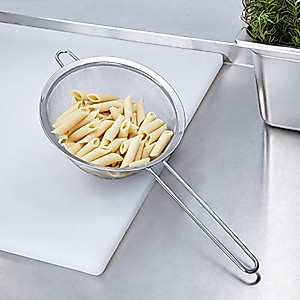 AmazonCommercial Stainless Steel 3-Piece Strainer Set, Set Contains 3.3", 5.5", and 7.75" Strainers, Pack of 3