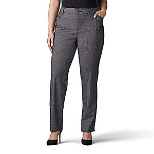 Lee Women's Plus Size Relaxed Fit All Day Straight Leg Pant, Black/White Rockhill Plaid, 18W Medium