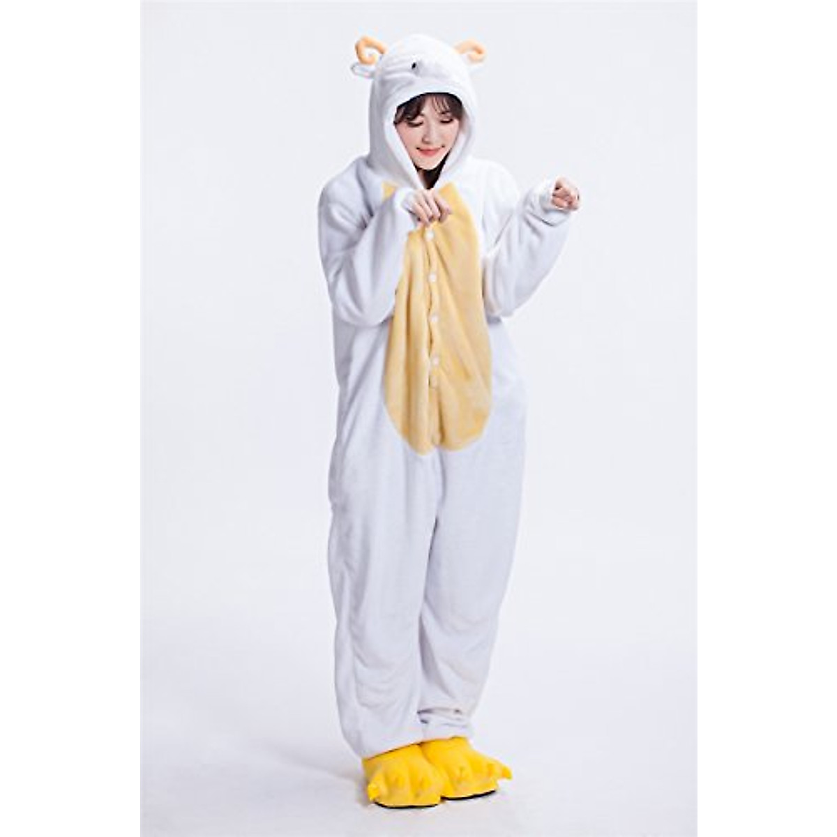Sheep Kigurumi Cosplay Halloween Romper Soft Cozy Jumpsuit Costume L White