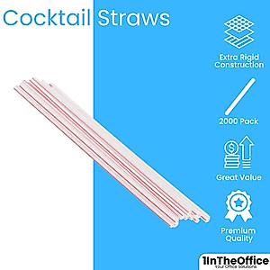 1InTheOffice Cocktail Straws, Coffee Straws Plastic 5 Inch Sip Stir Stick Coffee Straws, White 1000 / Box, 2 Boxes