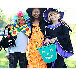 Teal Trick or Treat Pumpkin Halloween Bucket - 9 Inch Allergy and Gluten Friendly Jack-O-Lantern Candy Pail