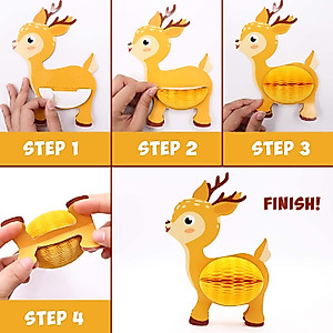 Distaratie 16PCS Woodland Animals Honeycomb Centerpieces Forest Friends 3D Table Toppers for Woodland Baby Shower Birthday Decorations Wild One Camping Party Supplies