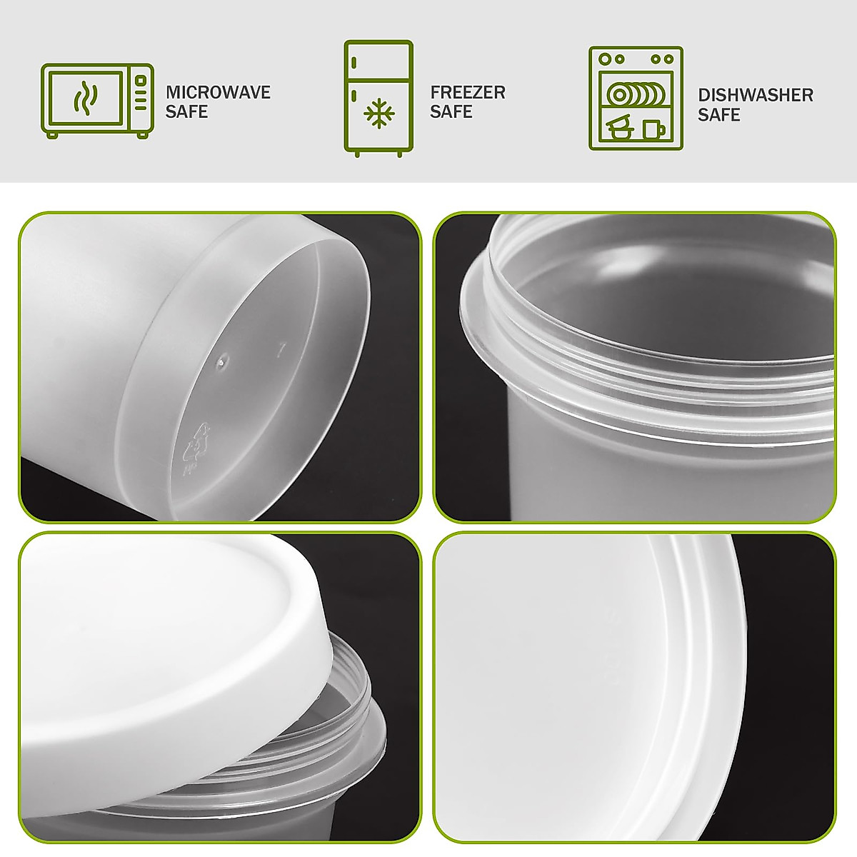 ISUSSER 10 Pack 2oz Reusable Small Plastic Containers with Screw Lids, Small Food Storage Freezer Containers, Deli Containers Stackable Food Storage Jars, Sauce Condiment Jars Lunch Box Accessories