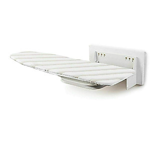Wall-Mounted Space Saving Iron Board, Ironing Board with Turning Mechanism White Swivel Style 180° Rotation Flap Folding Ironing Board Built-in Cabinet with Cover