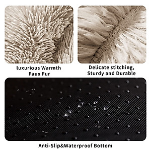 CEVICOLZE Small Cat Bed for Indoor Cats, Self-Warming Donut Kitty Bed for Small Cats Keeping Warm, Washable Pet Bed with Anti Slip Base, Khaki 15.8‘’