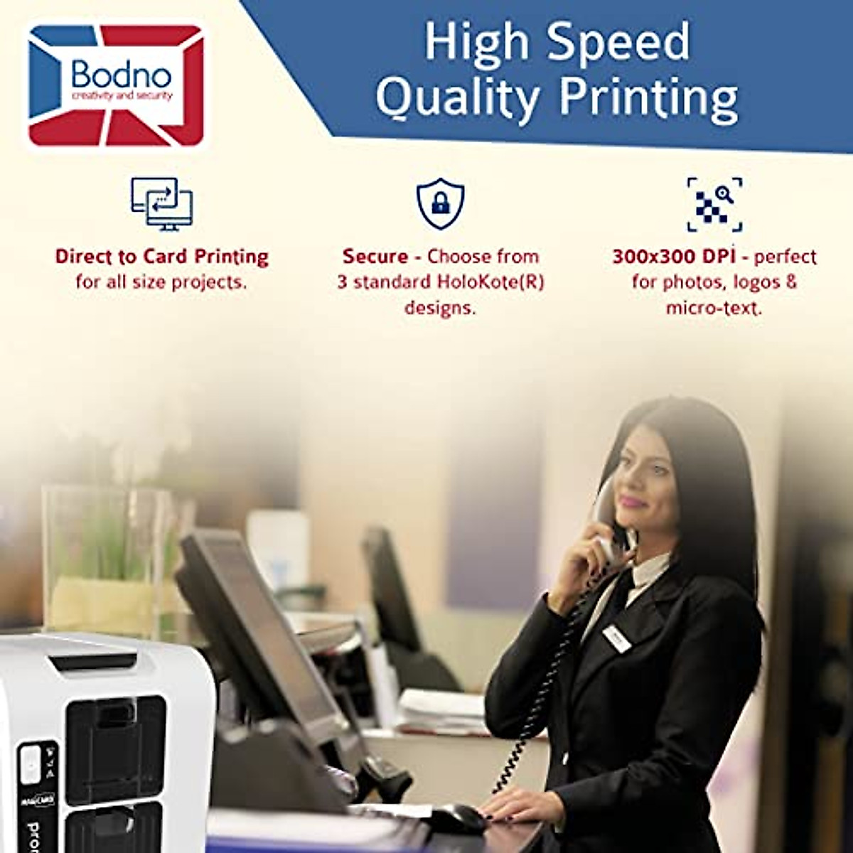 Magicard Pronto 100 ID Card Printer & Complete Supplies Package with Bodno ID Software - Bronze Edition