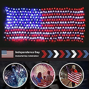 American Flag Lights Outdoor Solar Powered,420 Super Bright LEDs,6.5ft x 3.28ft,Memorial Day Decorations of The United States for Independence/National/Memorial Day,July 4th,Christmas Decoration