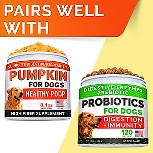 STRELLALAB Pumpkin for Dogs - High Fiber Powder Supplement - Stool Consistency and Softener - Digestion Support - Made in USA - Pumpkin