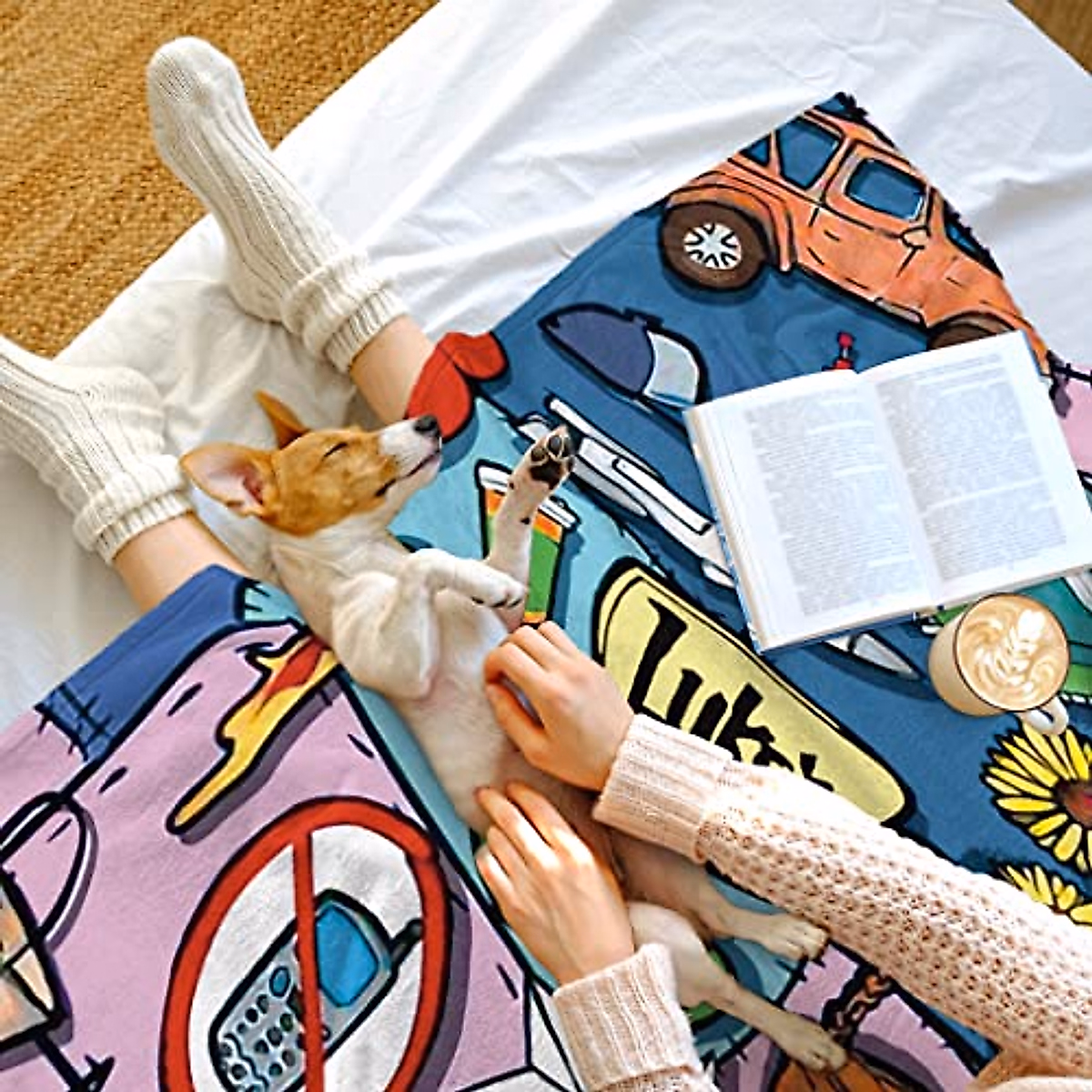 Fleece Throw Blanket for Couch Sofa Bed, Super Soft Blankets and Warm Throws, Cozy, Plush, Lightweight Flannel Blankets for Family Birthday Christmas Girlfriend Boyfriend 60"x 50"