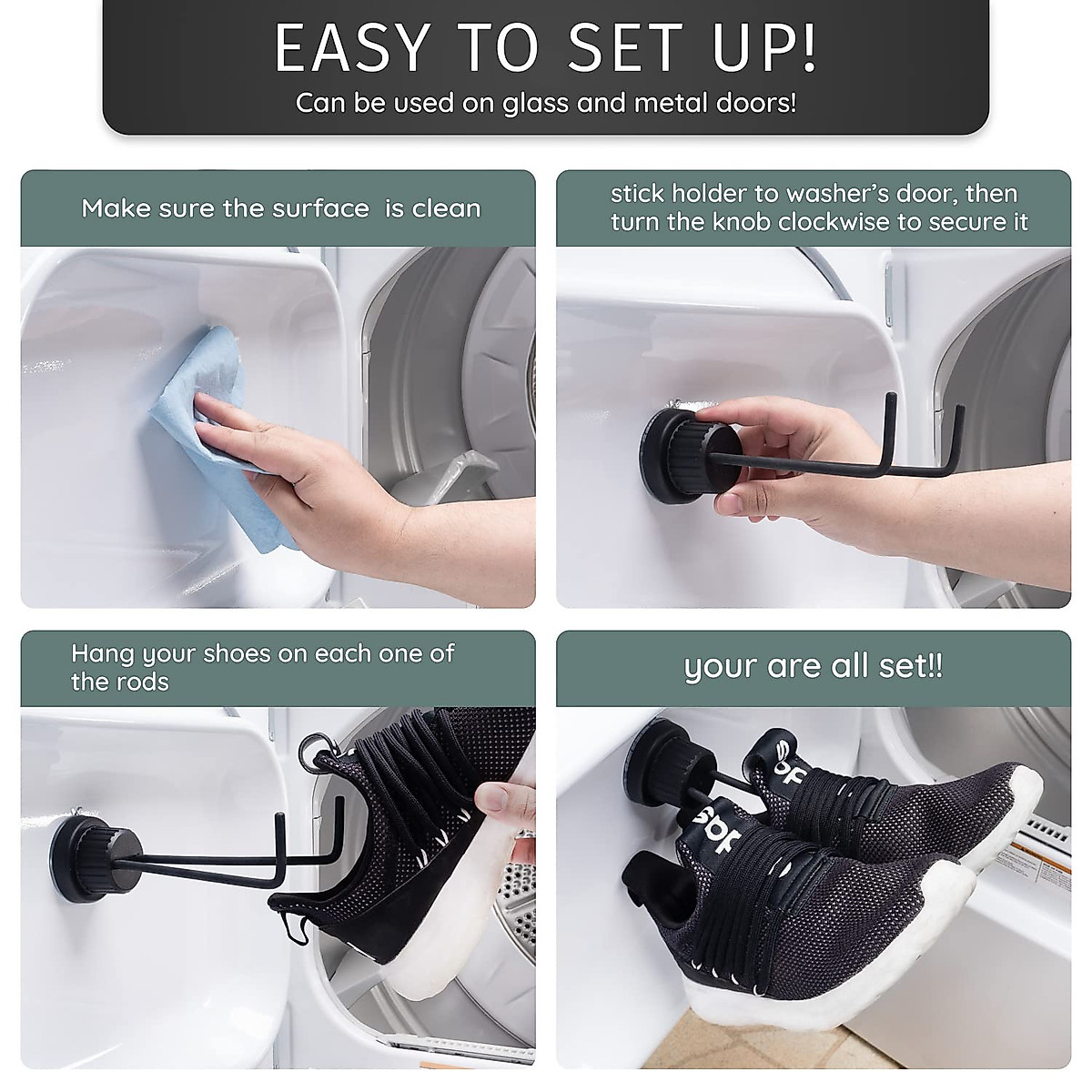 Shoe Dryer Rack Inside Dryer Machine, Universal Boot Dryer Shoe Holder for All Dryer Machine Brands, Home Hacks Laundry Room Accessories Shoes Dryer, Life Hack Gadgets Suction Cup to Dryer Door