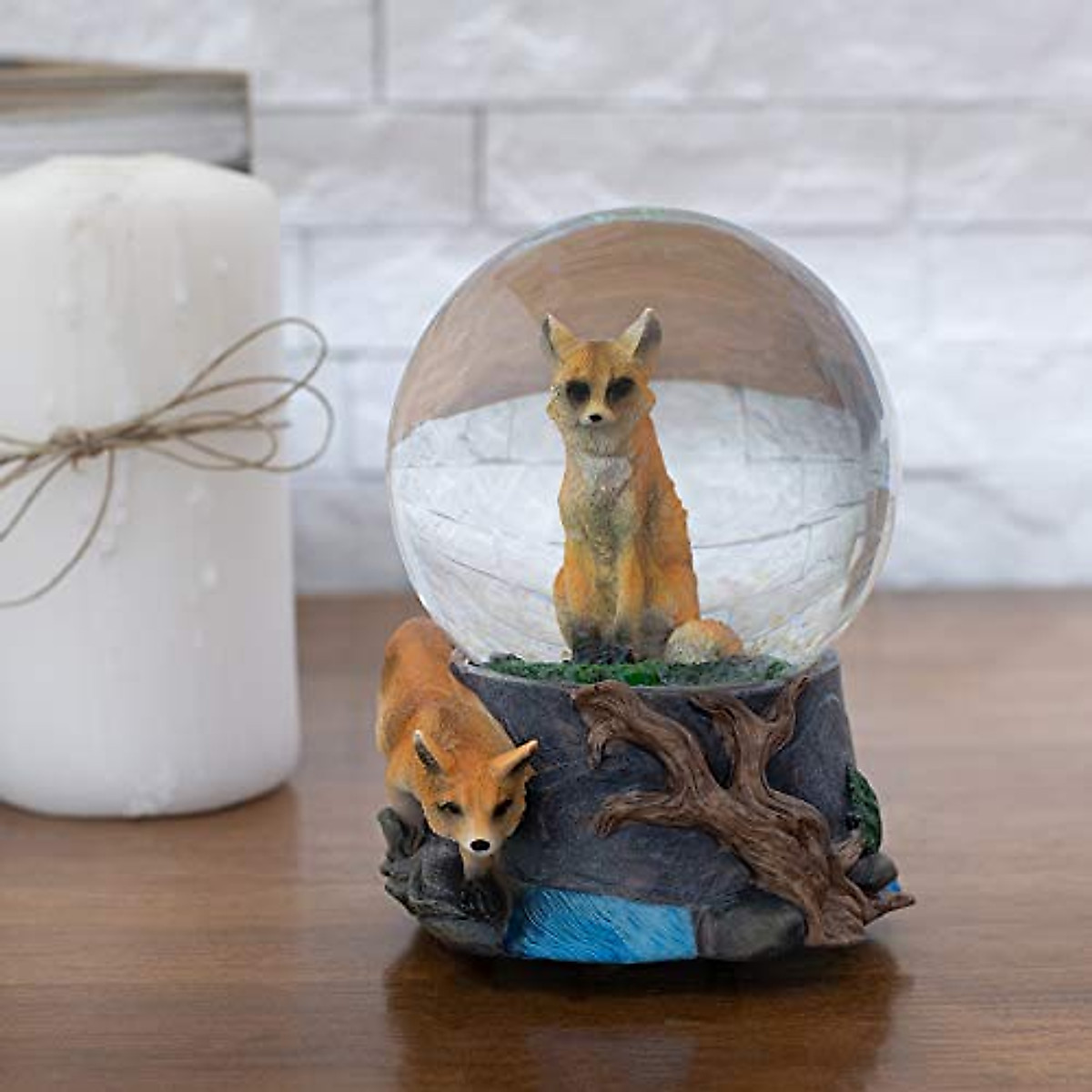 Elanze Designs Clever Fox Friends 100MM Musical Snow Globe Plays Tune Born Free