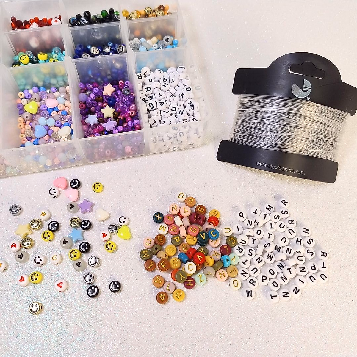 El Galeón Friendship Bracelet Kit DIY Albums Mix Beads for Bracelets Glass Alphabet Letter Beads Elastic (Albums Version)