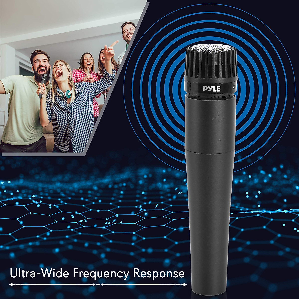 PylePro Dynamic Handheld Microphone, Professional Moving Coil Mic with Built-in Pop Filter, Wide Frequency Response, High Signal Output, Rugged Design, Low Noise Circuitry, 15' ft. XLR Cable Included