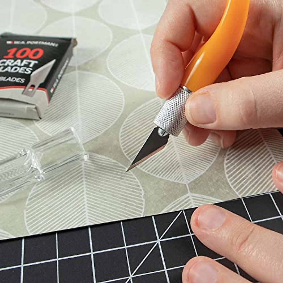 WA Portman Finger Tip Knife Set - Ergonomic Finger Blade Craft Knife Kit with 100#11 Replacement Blades - Precision Finger Knife with Craft Blades - Fingertip Blade & 100 Blades - Precision Knife Set