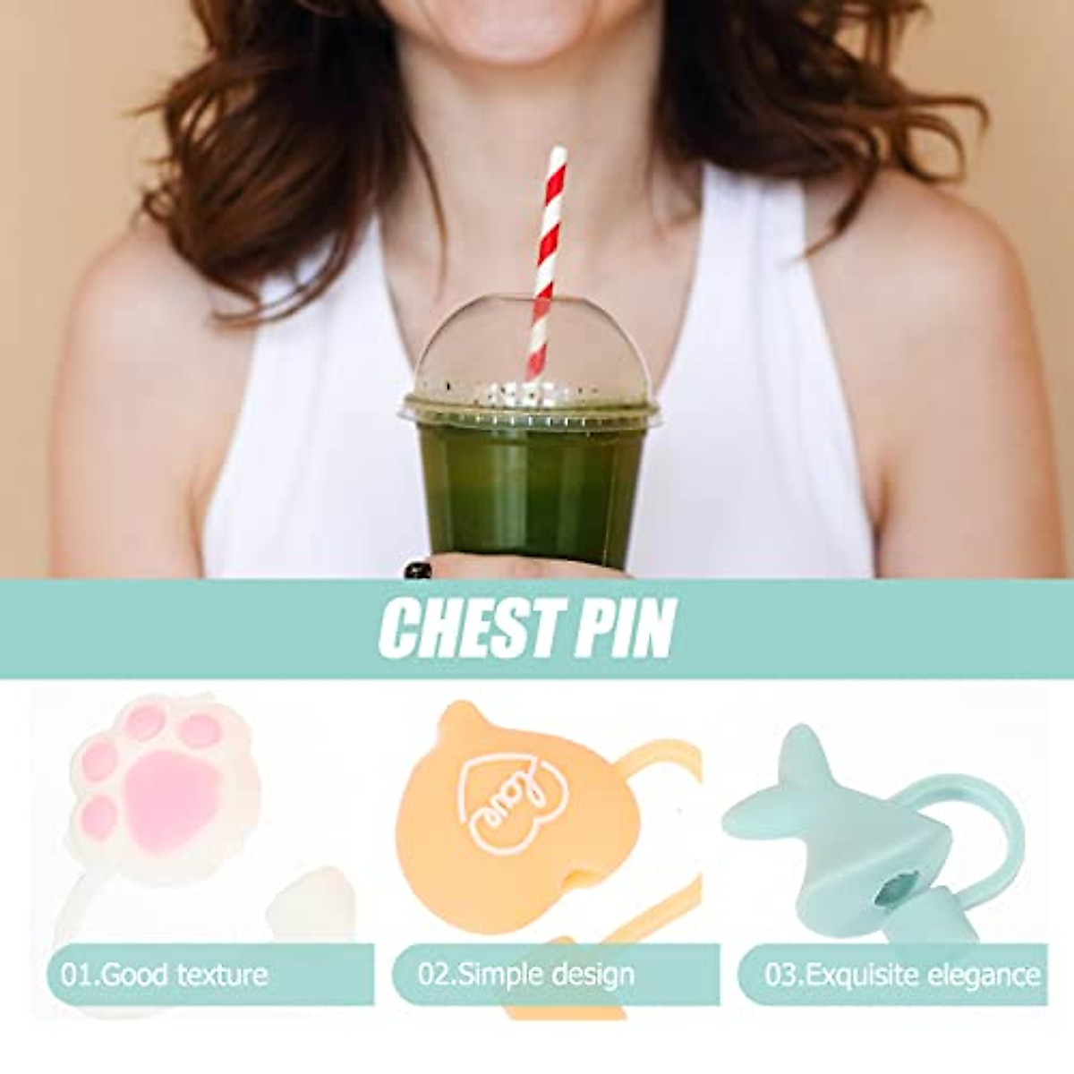 Hemoton Straw Tips 8pcs Straw Tips Cover Reusable Cute Drinking Straw Caps Silicone Straw Protectors Plugs for Milk Tea Beverage Jumbo Mugs Water Bottle Tip Silicone Straw Tips (Random Style)