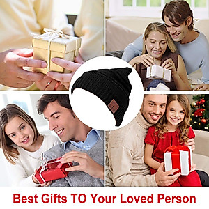 Wireless Beanie Hat V5.0 Beanie Headset Music Hat Wireless Stereo Headphones Built-in Speaker Winter Cap Knit Hat Stocking Stuffer Gifts for Men Women Boys Girls (A)