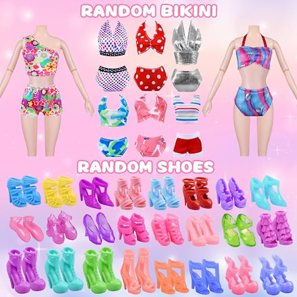MINIFUN 122 Pcs Doll Clothes and Accessories with Closet(Include Doll), Princess Gowns Fashion Dresses Top Pants Jumpsuit Swimsuits Shoes Hangers, Doll Dress up Toys for Girls Kids Toddlers Toy Gifts