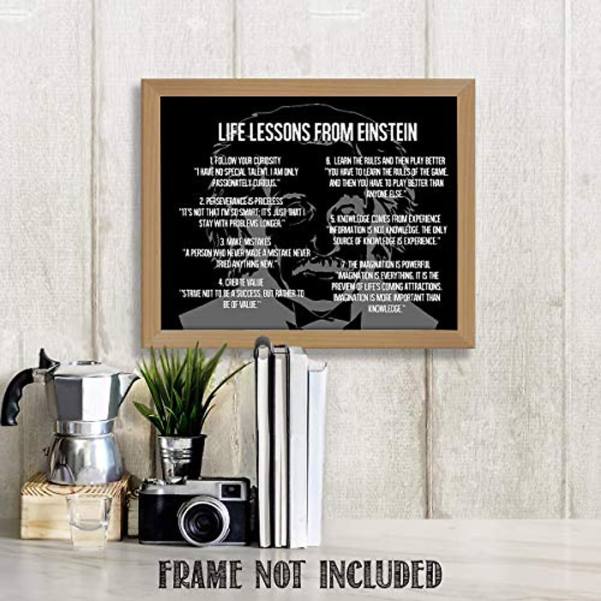 Einstein Quotes Wall Art-"Logical Life Lessons"- 8 x 10" Art Wall Print- Ready to Frame. Thinking Home Décor, Studio & Class Décor. Perfect Gift for Motivation & Inspiration with Einstein Image.