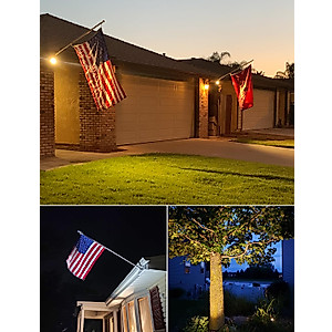 SUNVIE 20W Spot Lights Outdoor with Photocell Sensor, Dusk to Dawn LED Landscape Spotlights, Waterproof 120V 2000LM 3000K Landscape Lighting for Yard Flag Tree Garden 6 FT US 3-Plug in Cord, 2 Pack